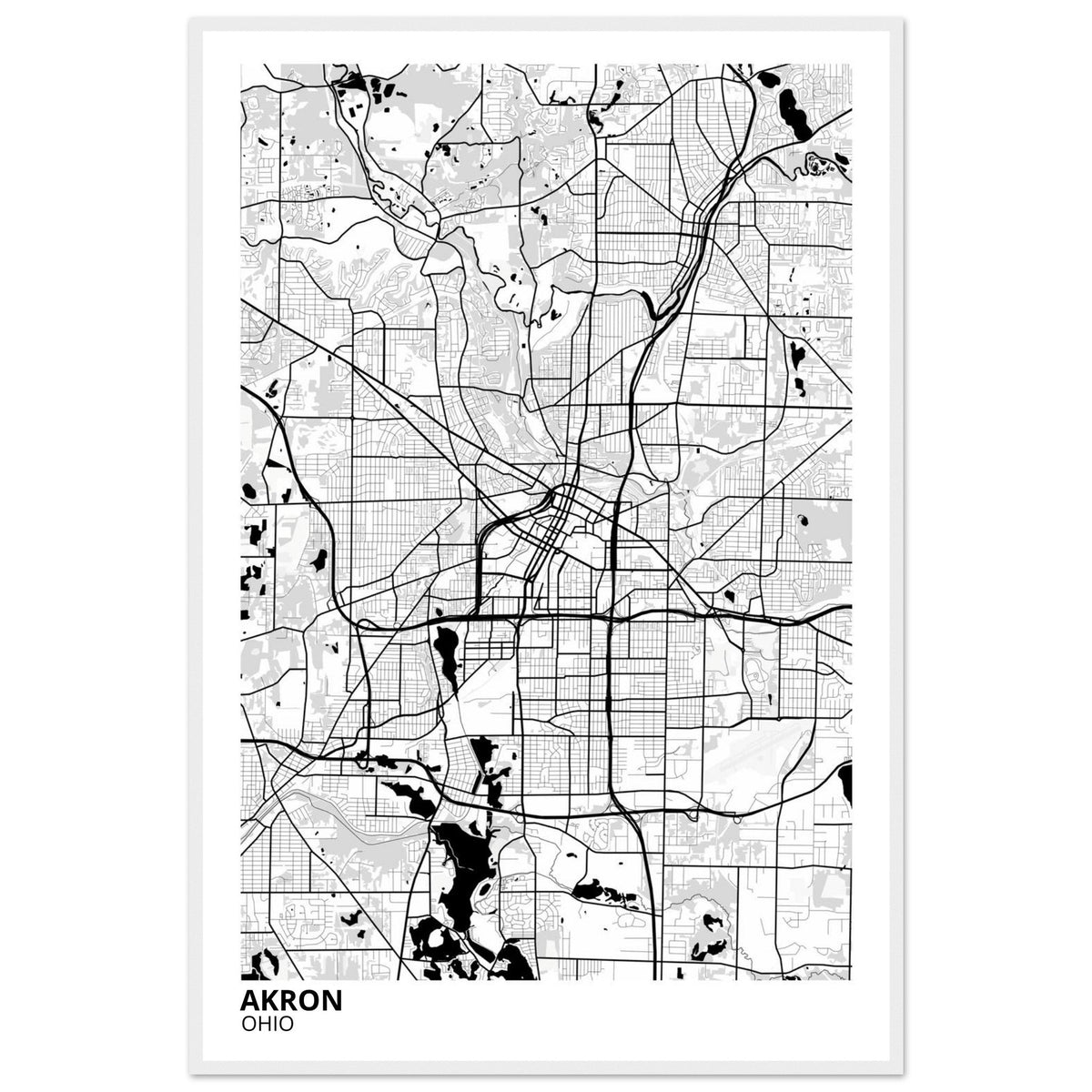 Akron Ohio City Map Poster | Custom Map Art Print – Ink And Atlas