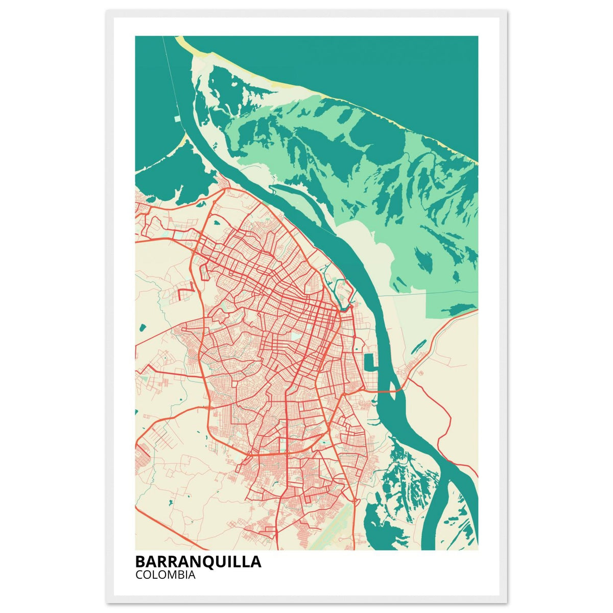 Barranquilla Colombia City Map Poster | Custom Map Art Print – Ink And ...