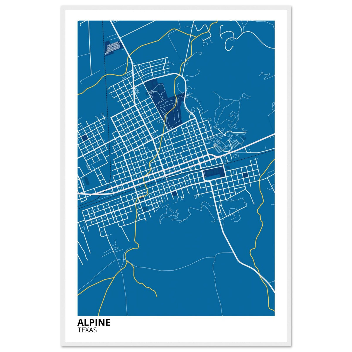 Alpine Texas City Map Poster | Custom Map Art Print – Ink And Atlas