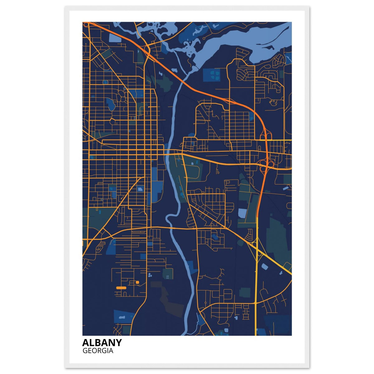 Albany Georgia City Map Poster | Custom Map Art Print – Ink And Atlas